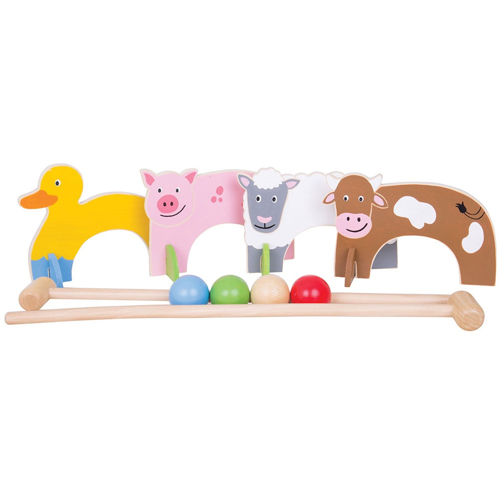 Farm Animal Croquet Set l Bigjigs l BJ249 – Wooden Toy Shop