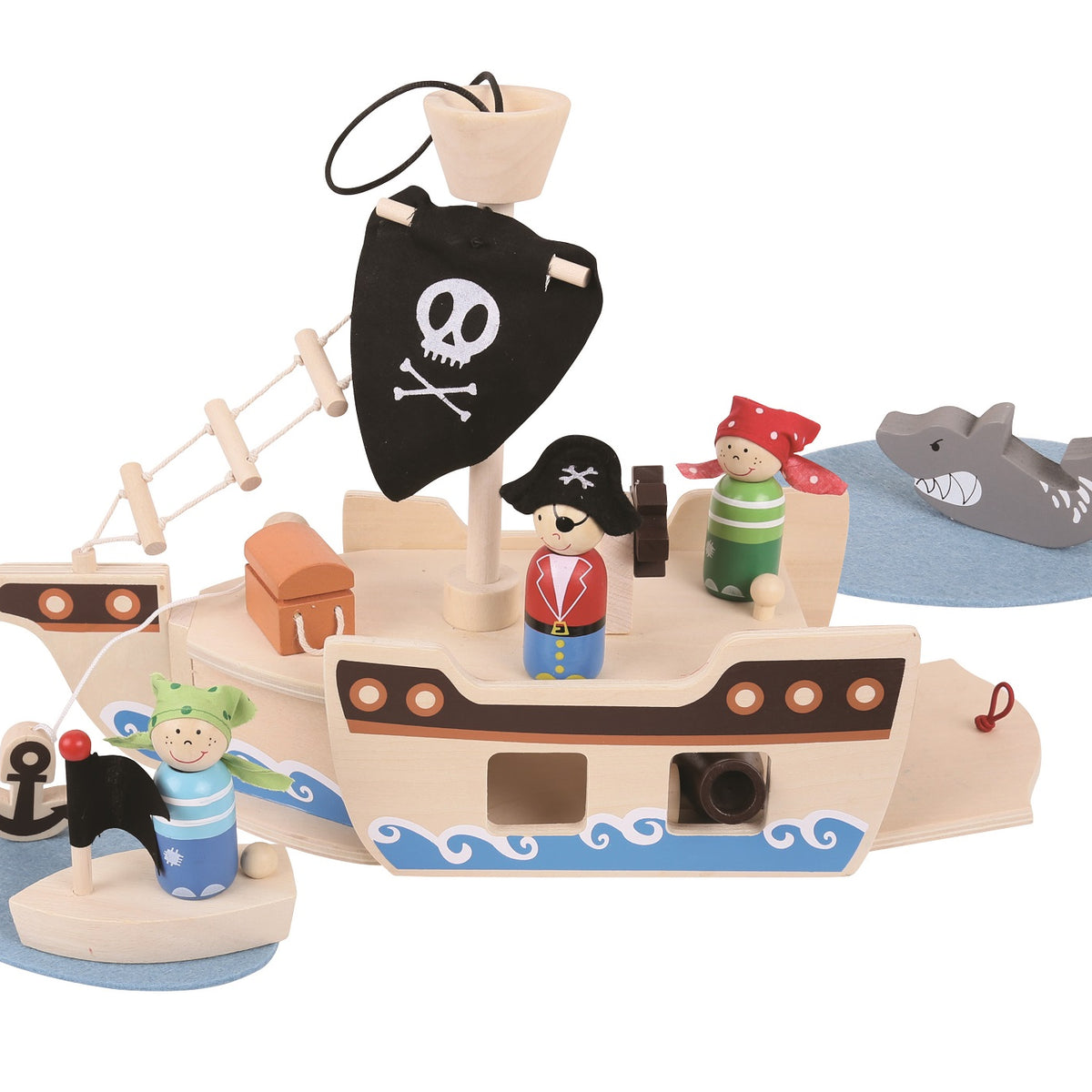 Mini Pirate Ship Playset – Wooden Toy Shop