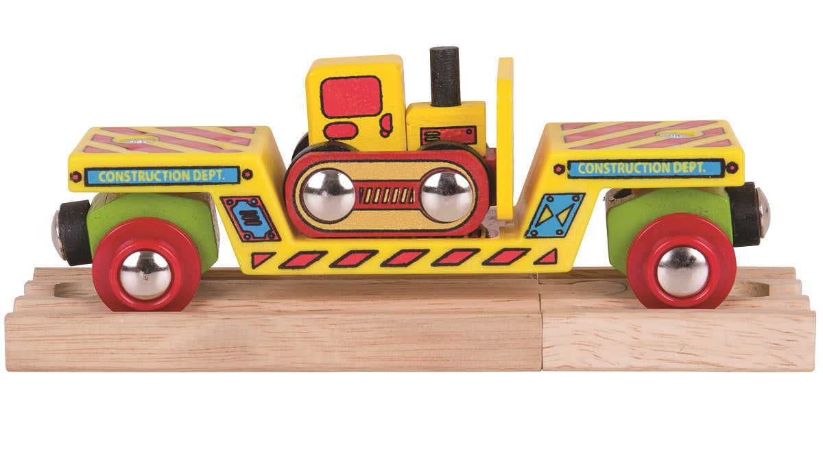 Bulldozer Low Loader Train Wagon – Wooden Toy Shop