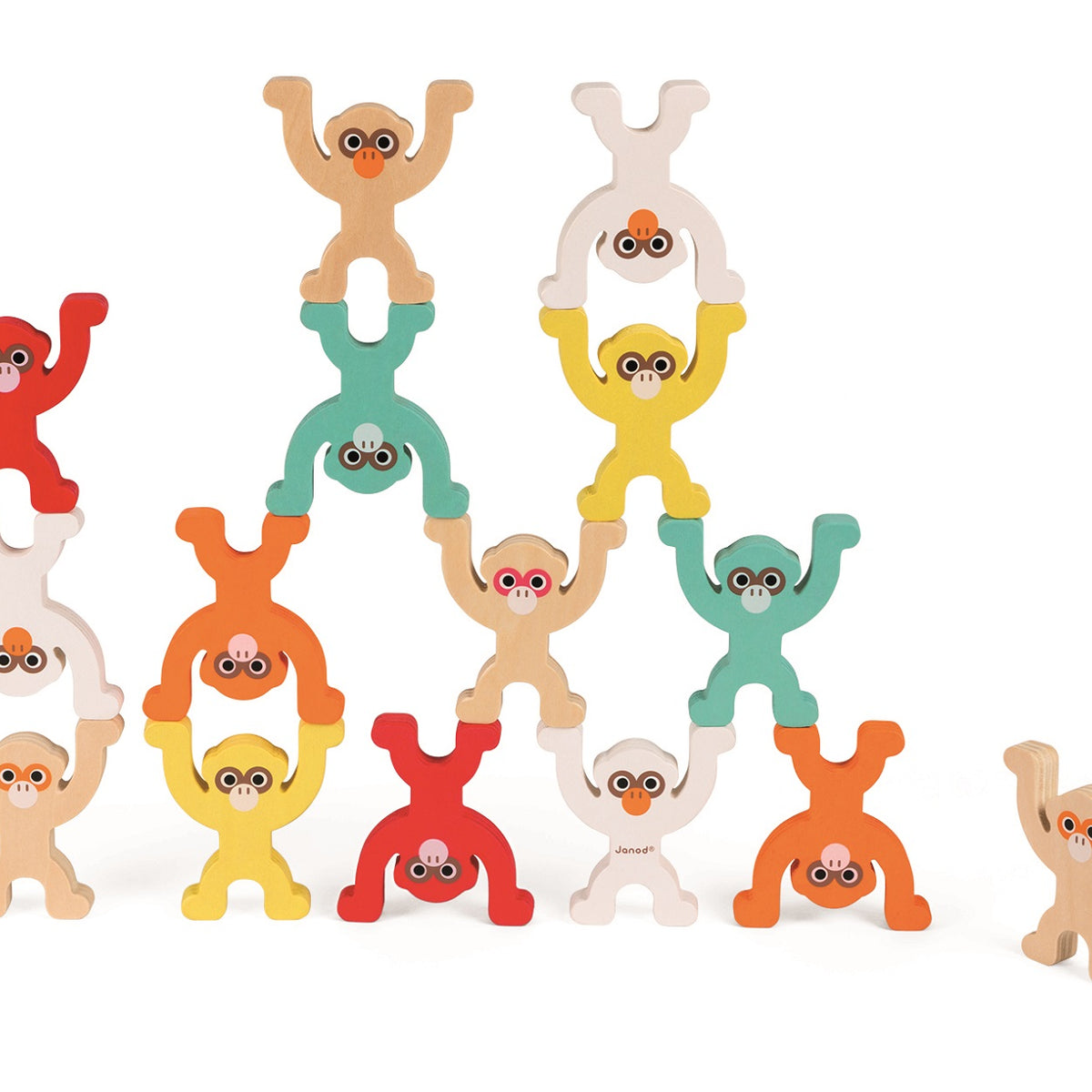 Stacking Wooden Monkey Pyramid Game l J02783 – Wooden Toy Shop
