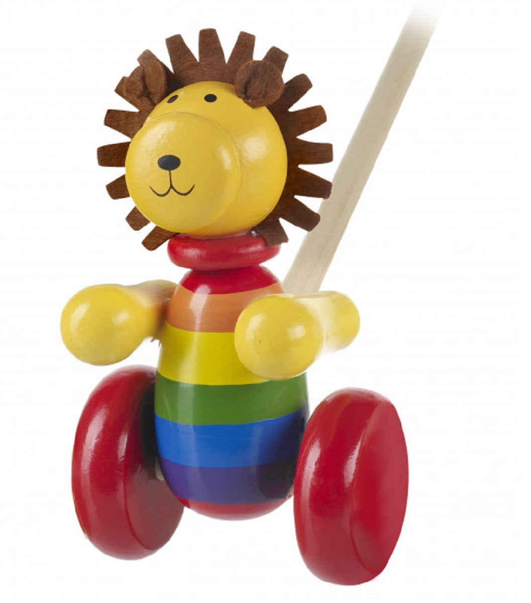 Push Along Wooden Lion – Wooden Toy Shop